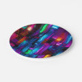 Neon Blacklight Abstract Stained Glass Paper Plates | Zazzle