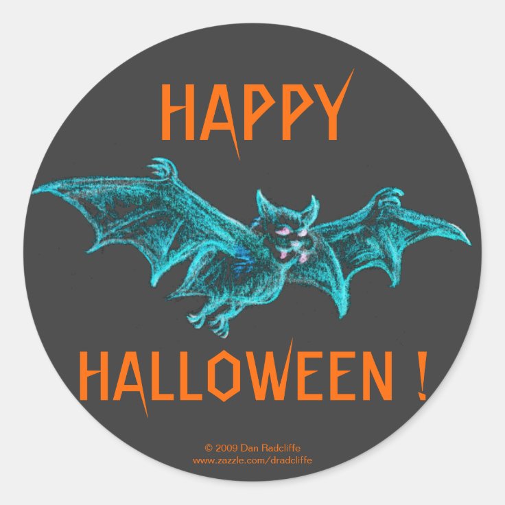 Neon Blacklight Bat Classic Round Sticker | Zazzle