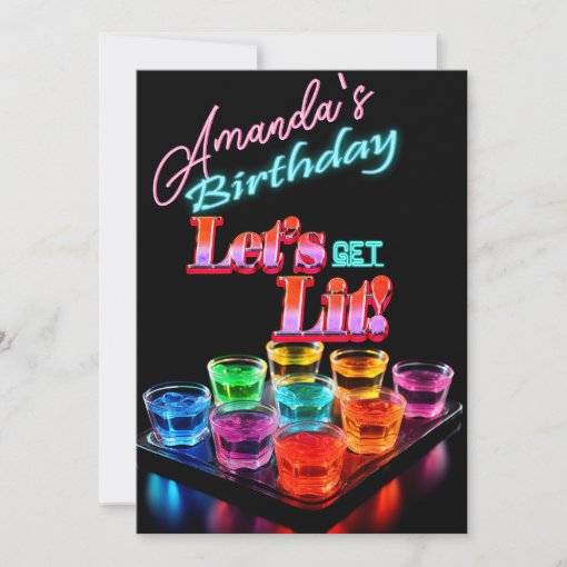 Neon Blacklight Jelly Shots Cocktail Birthday Invitation | Zazzle
