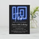 Neon Blue 10th Birthday Invitation | Zazzle