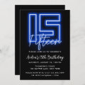 Neon Blue 15th Birthday Invitation | Zazzle