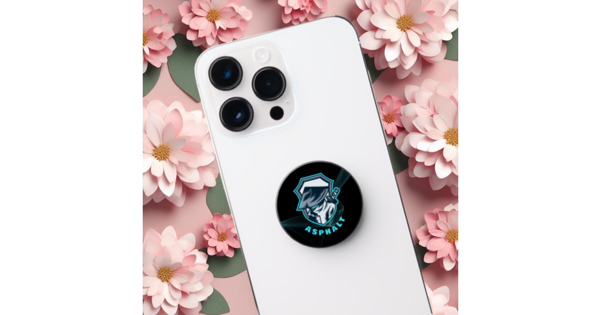 Neon Blue and Black Gamer Badge Popgrip PopSocket | Zazzle