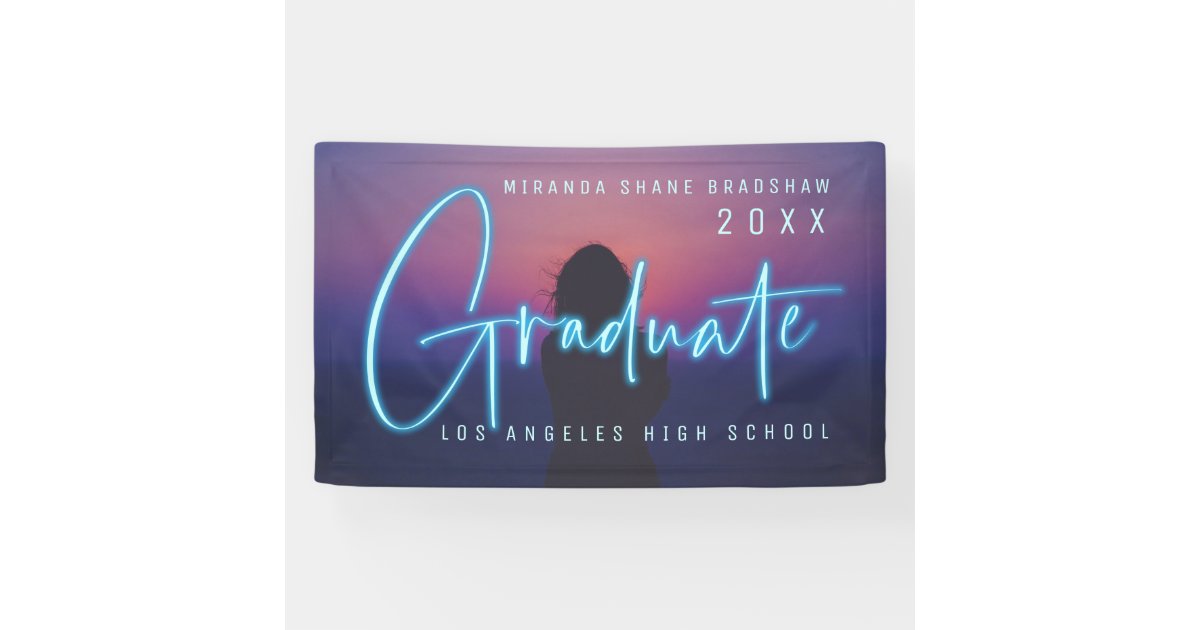 Neon Blue Graduate Photo Banner | Zazzle.com