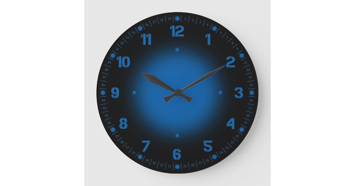 Neon Blue Large Clock | Zazzle