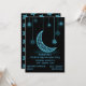 Neon Blue Moon and Stars Birthday Party Invitation | Zazzle