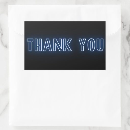 Neon Blue Sign Trendy Thank You Rectangular Sticker | Zazzle