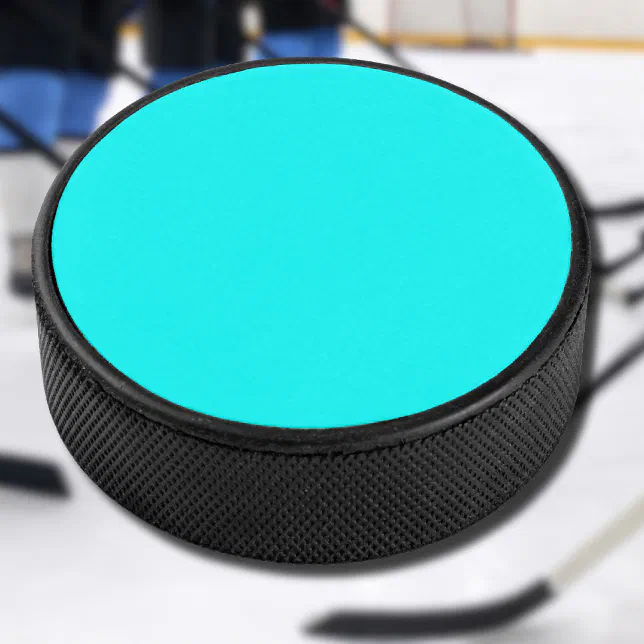 Neon Blue Solid Color | Classic Hockey Puck | Zazzle