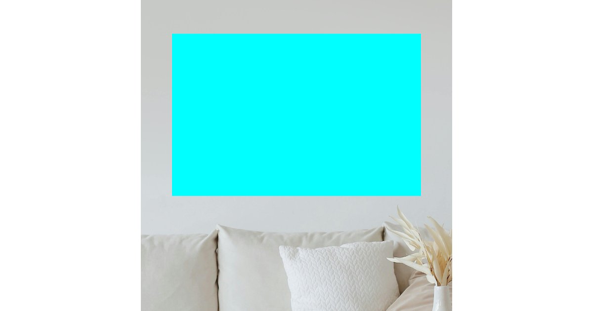 Neon Blue Solid Color | Classic Poster | Zazzle
