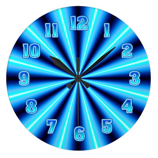 Neon Blue Wall Large Clock | Zazzle.com