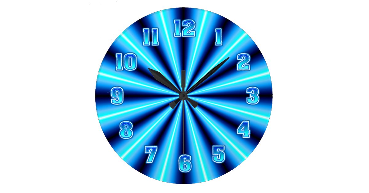 Neon Blue Wall Large Clock | Zazzle.com