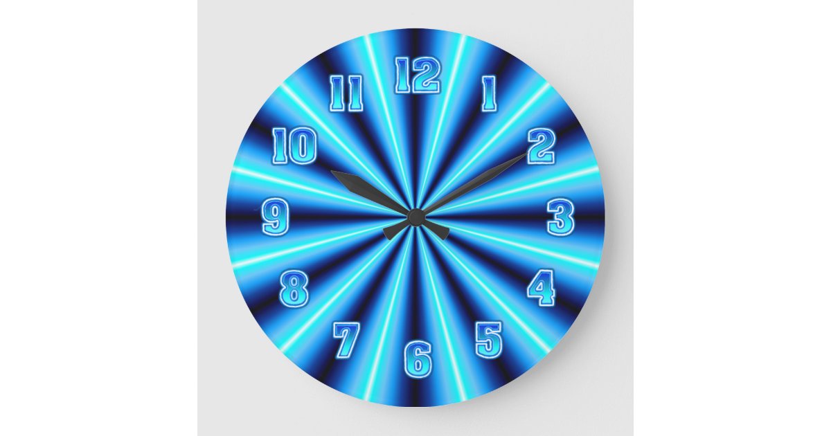 Neon Blue Wall Large Clock | Zazzle