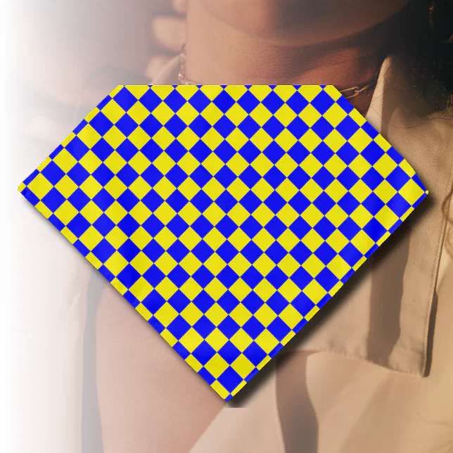 Neon Blue Yellow Checkered Checkerboard Vintage Bandana | Zazzle