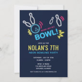 Neon Bowling Birthday Party Invitation | Zazzle