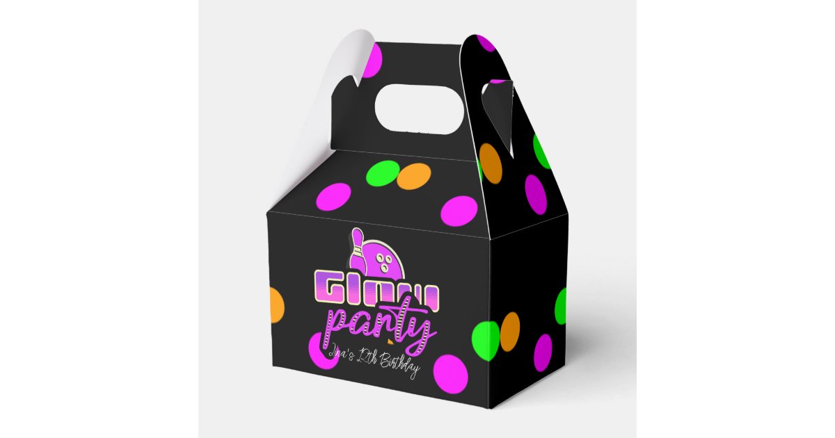 Neon Bowling Party Bash Birthday Party Favor Boxes | Zazzle