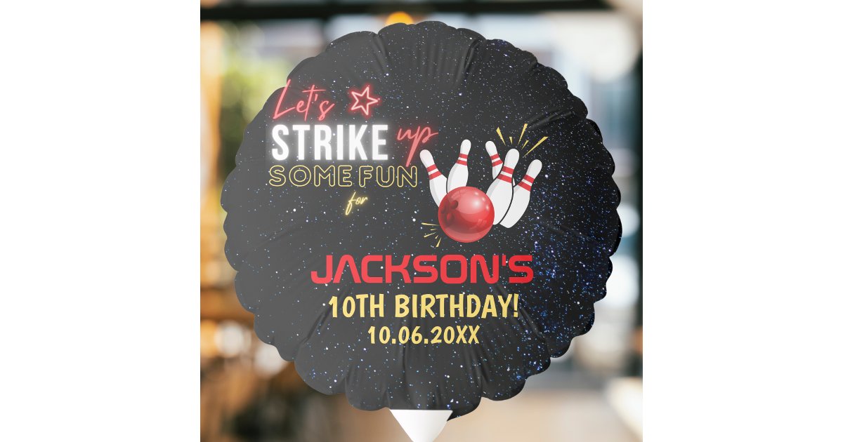 Neon Bowling Party for Kids Balloon | Zazzle