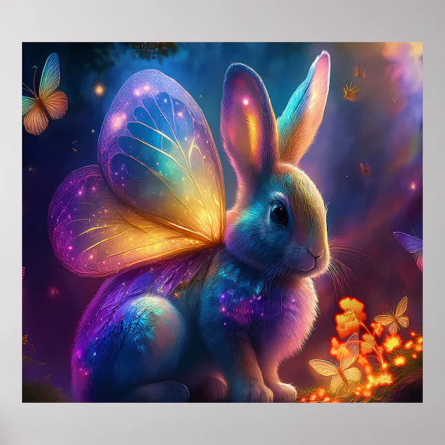 Neon Bunny Poster | Zazzle