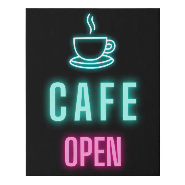 Neon Cafe Open Business Canvas Sign | Zazzle
