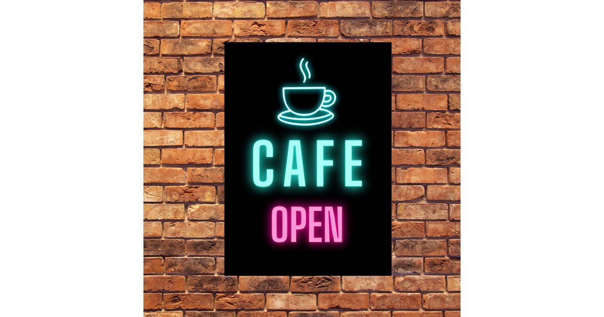 Neon Cafe Open Business Sign | Zazzle