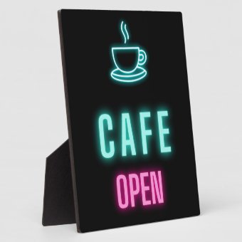 Neon Cafe Open Coffee Bar Countertop Sign Plaque | Zazzle