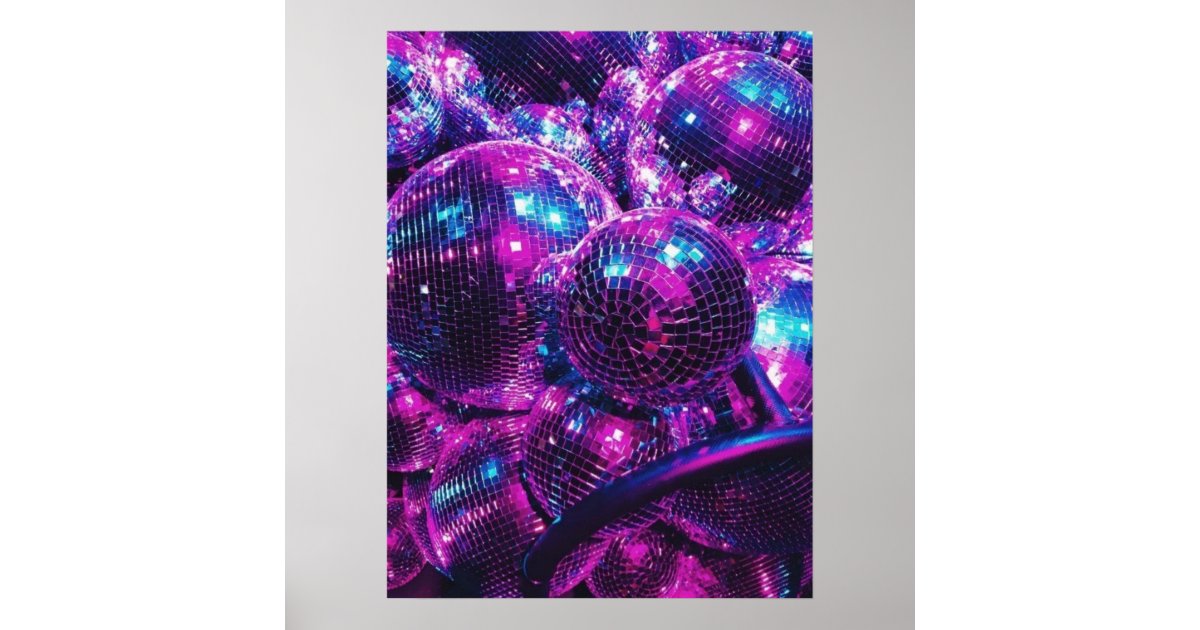 Neon Color Disco Ball Poster | Zazzle