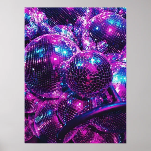 Neon Color Disco Ball Poster | Zazzle
