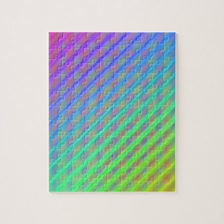 Neon Color Striped Pattern Jigsaw Puzzle | Zazzle