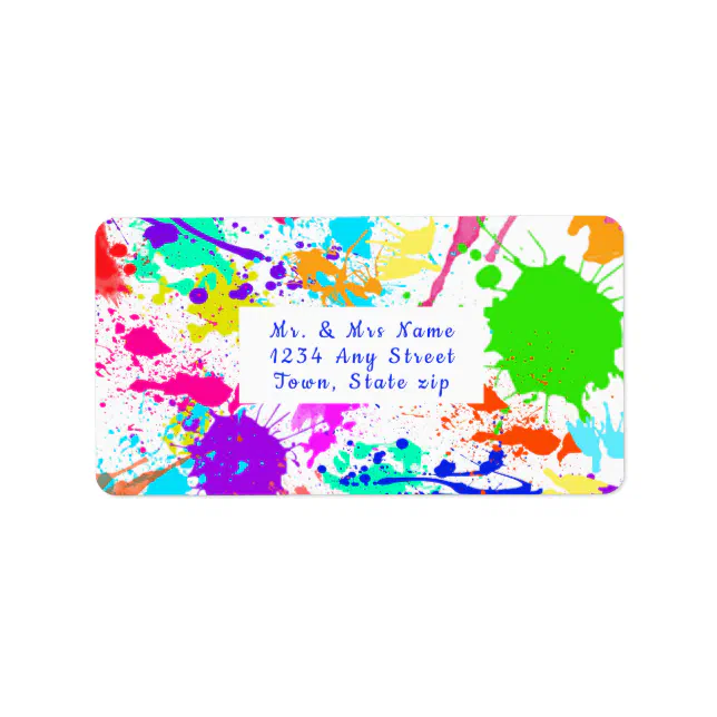 Neon Colorful Paint Splatter Label | Zazzle