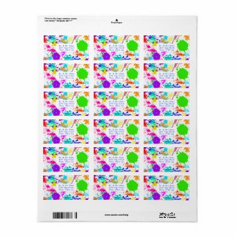 Neon Colorful Paint Splatter Label | Zazzle