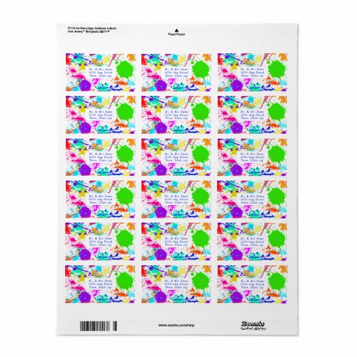 Neon Colorful Paint Splatter Label | Zazzle