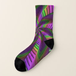 Neon Colors Flash Crazy Colorful Fractal Pattern Socks | Zazzle