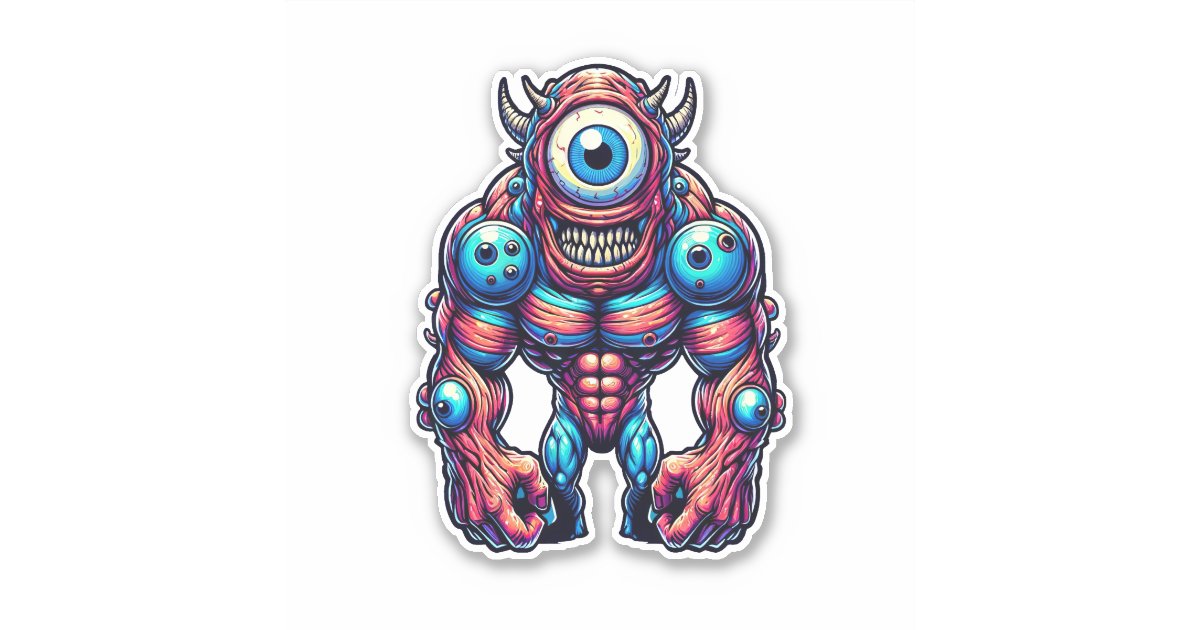 Neon Cyclops Monster Sticker | Zazzle