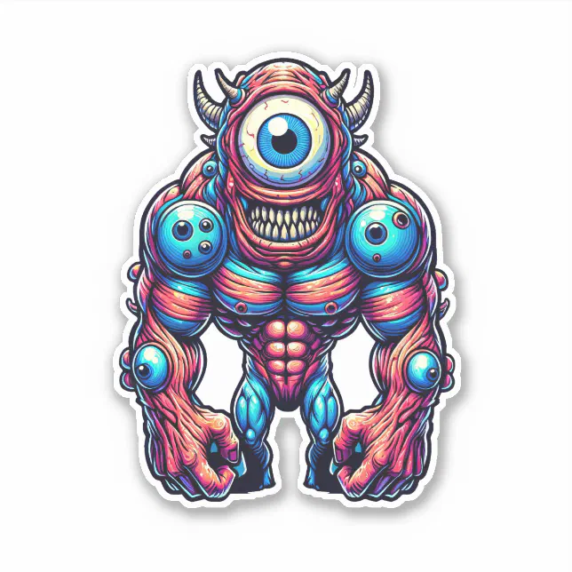 Neon Cyclops Monster Sticker | Zazzle