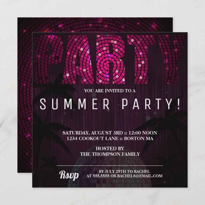 Neon Disco background party invitation | Zazzle.com