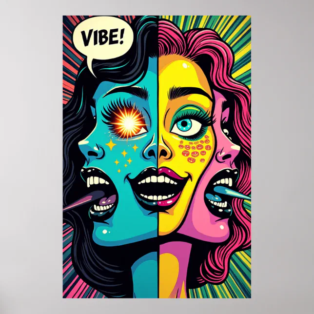 Neon Emotions: Glitch in the Grid Poster | Zazzle