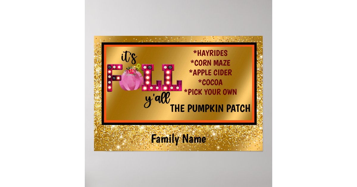 Neon Fall Autumn Customize Text and Color Poster | Zazzle
