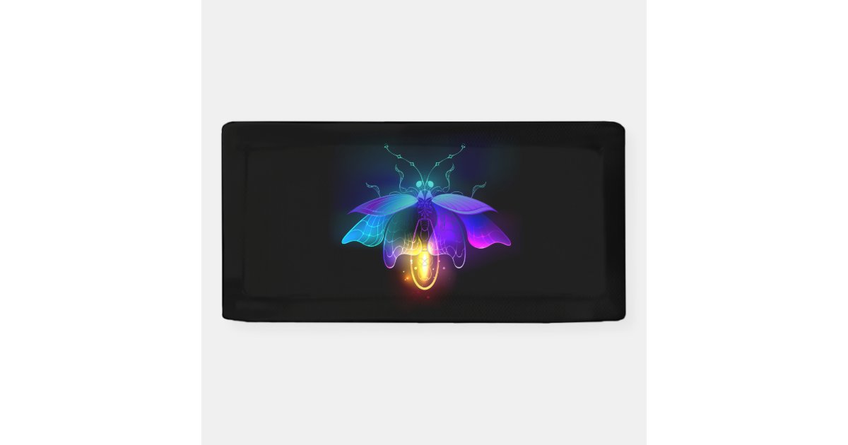 Neon Firefly on black Banner | Zazzle
