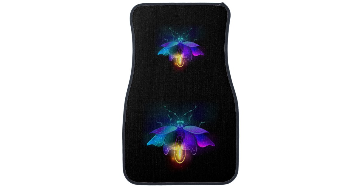 Neon Firefly on black Car Floor Mat | Zazzle