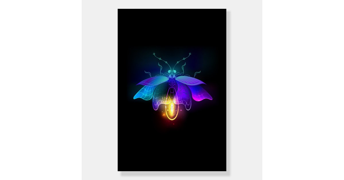Neon Firefly on black Foam Board | Zazzle