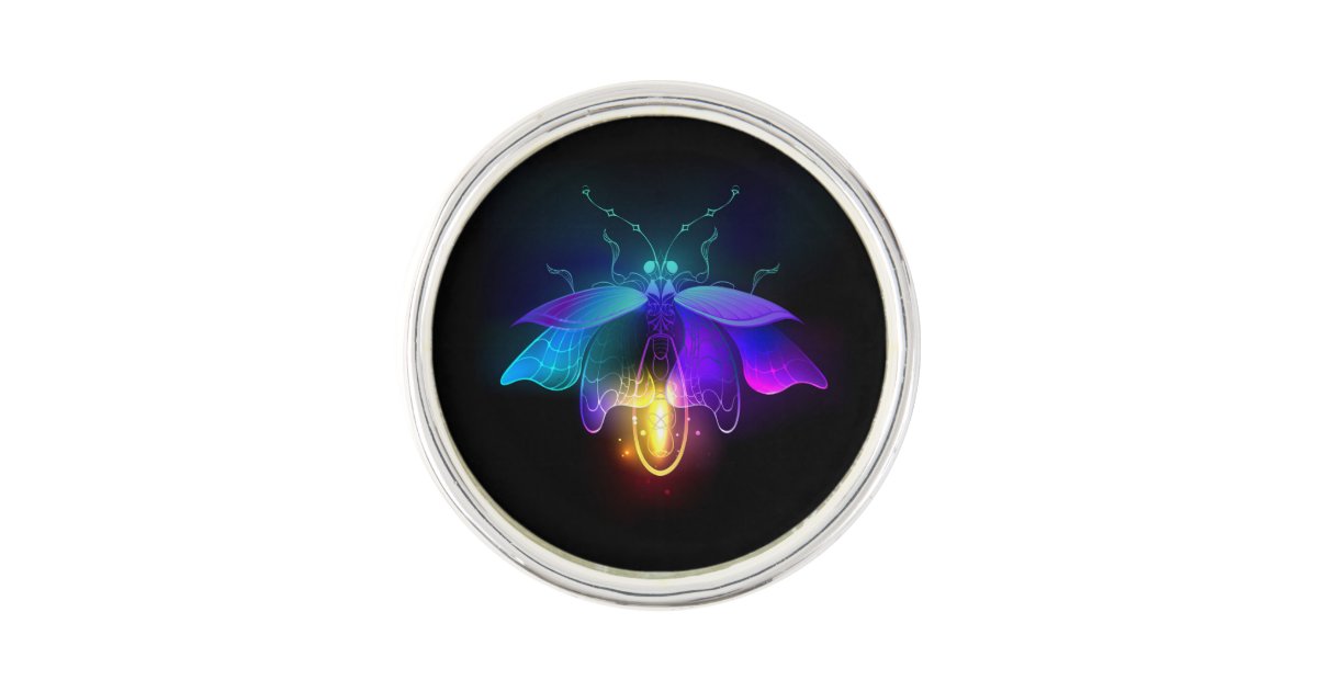 Neon Firefly on black Lapel Pin | Zazzle