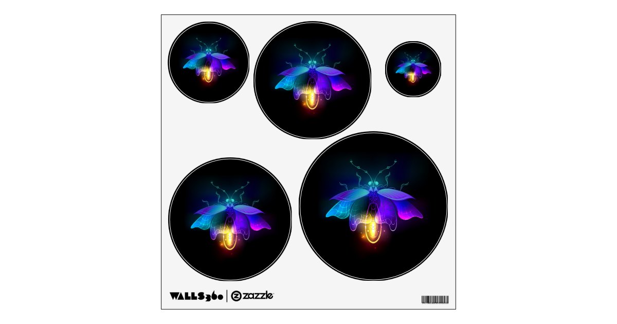 Neon Firefly on black Wall Decal | Zazzle