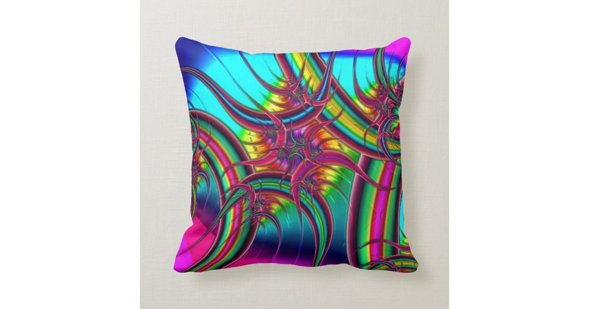 Neon Fractal Throw Pillow | Zazzle.com
