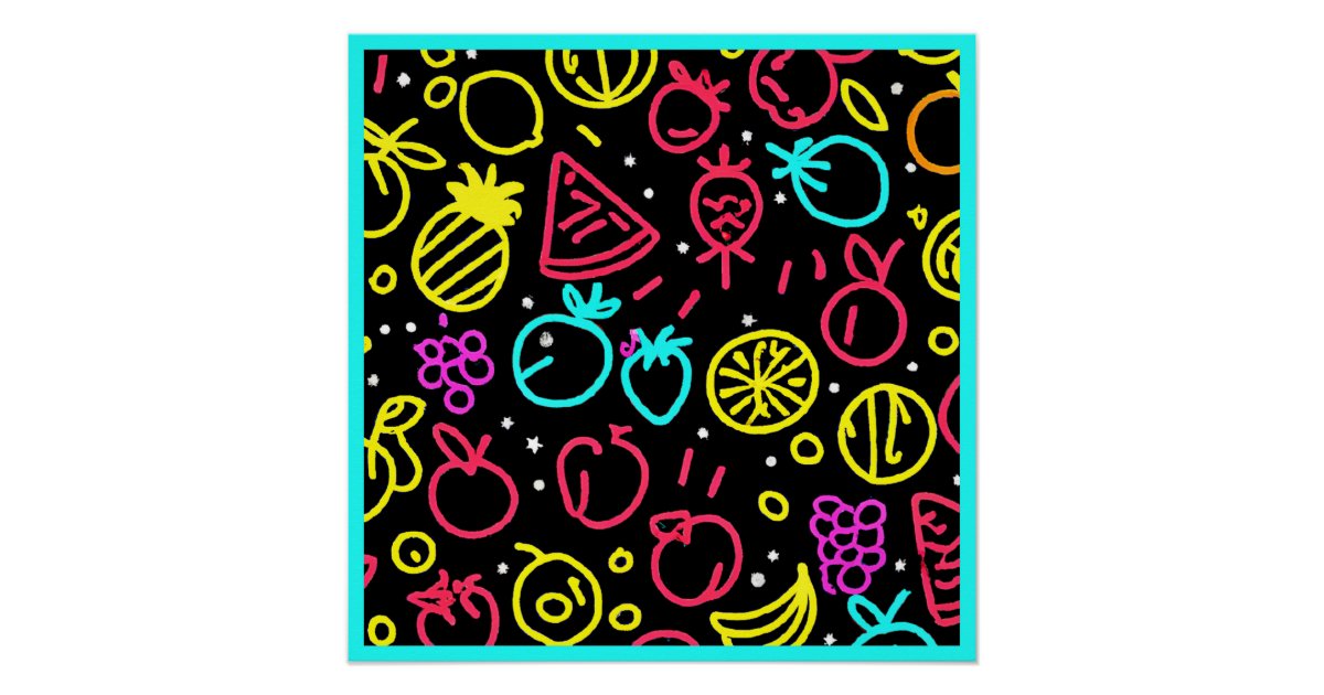 Neon Fruit Extravaganza Poster | Zazzle