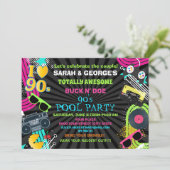 Neon Fun Couples Totally Awesome 90s Pool Party Invitation | Zazzle