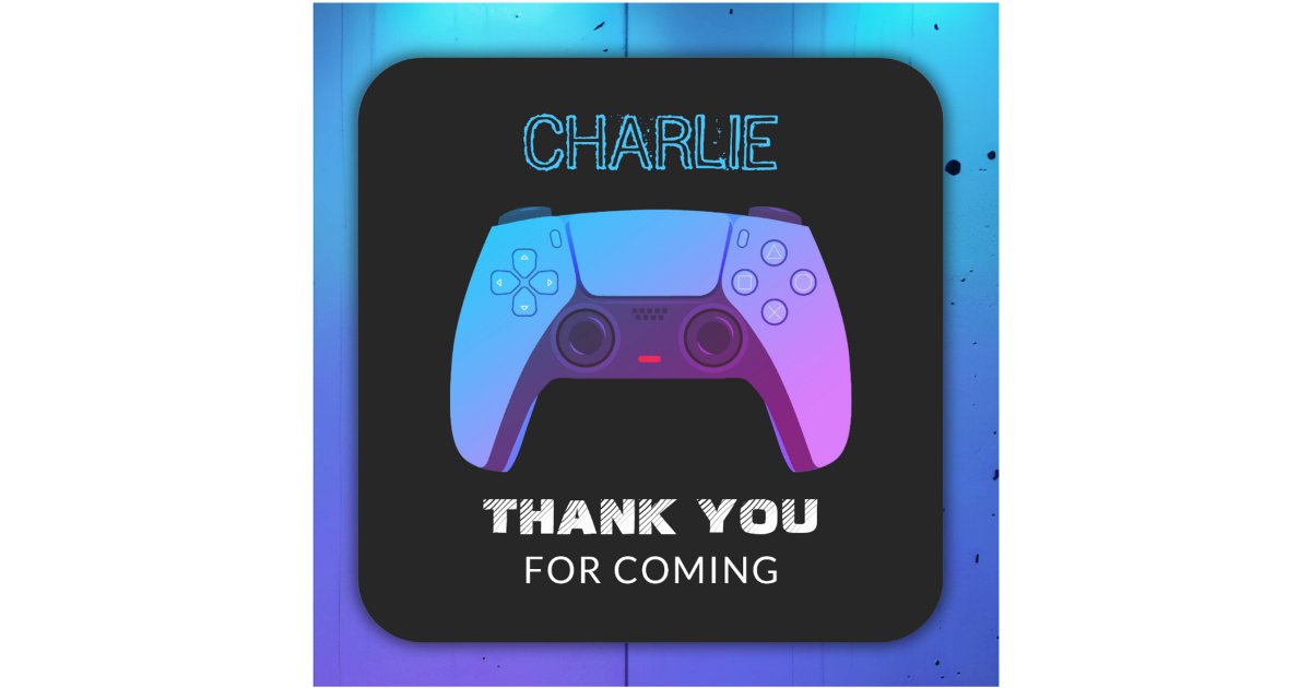 NEON GAMER CONTROLLER LEVEL UP SQUARE STICKER | Zazzle