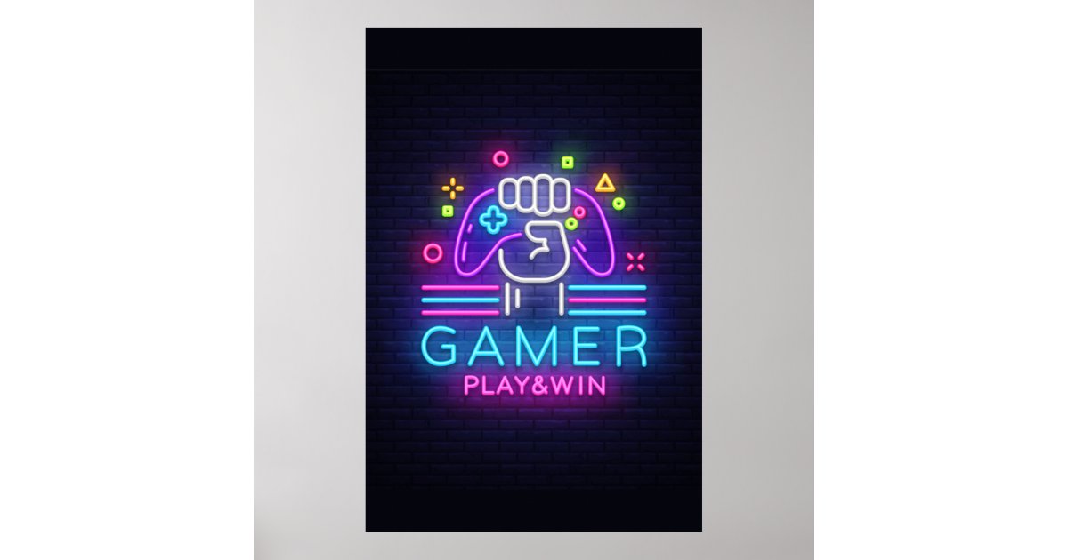 Neon Gamer Poster | Zazzle