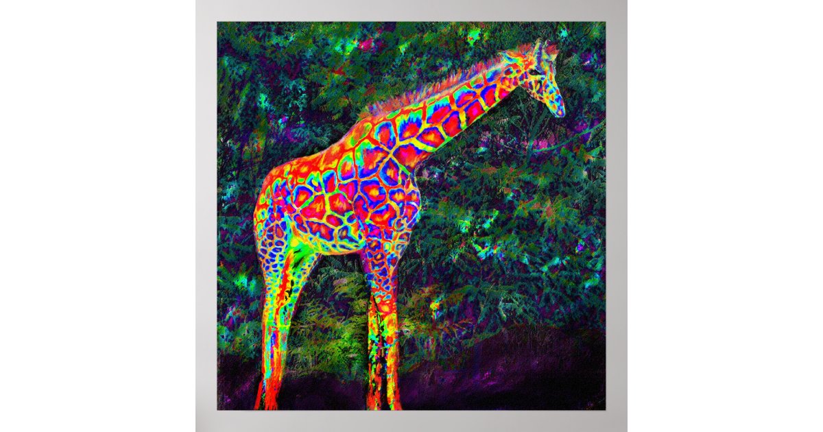 neon giraffe poster | Zazzle