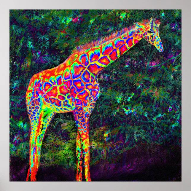 neon giraffe poster | Zazzle