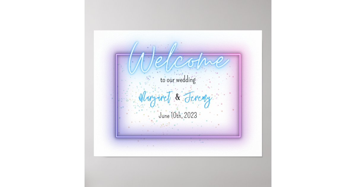 Neon Glow Cool Welcome Wedding Sign | Zazzle