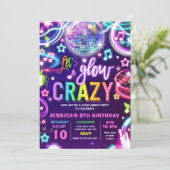 Neon Glow Crazy Disco Dance Birthday Party Invitation | Zazzle