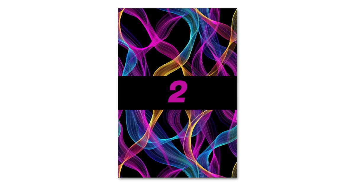 Neon Glow, Flowy Ribbons Table Number | Zazzle